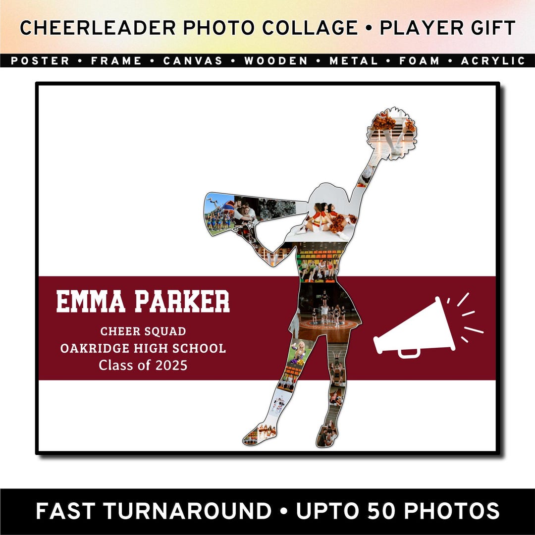 Custom Cheerleader Photo Collage, Thank You Gift, Cheer Graduate ...