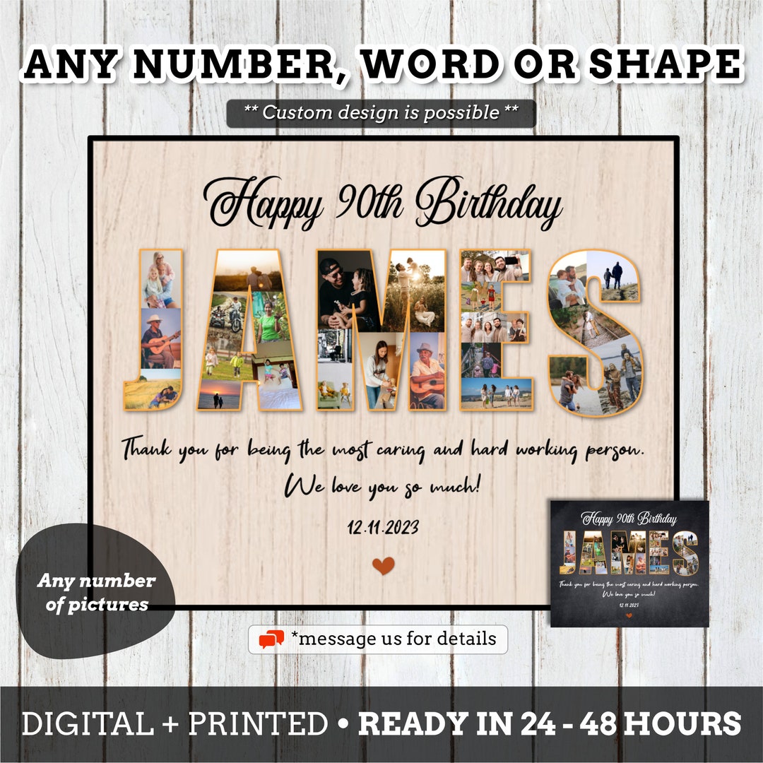 Custom Name Photo Collage, Personalized Birthday Gift, Digital ...