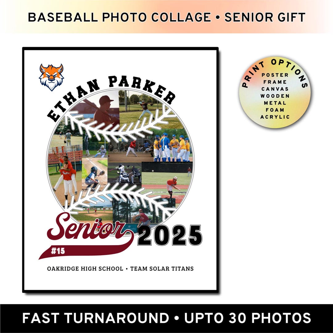 Personalized Baseball Seniors Gift, Thank You Collage, Senior Night ...