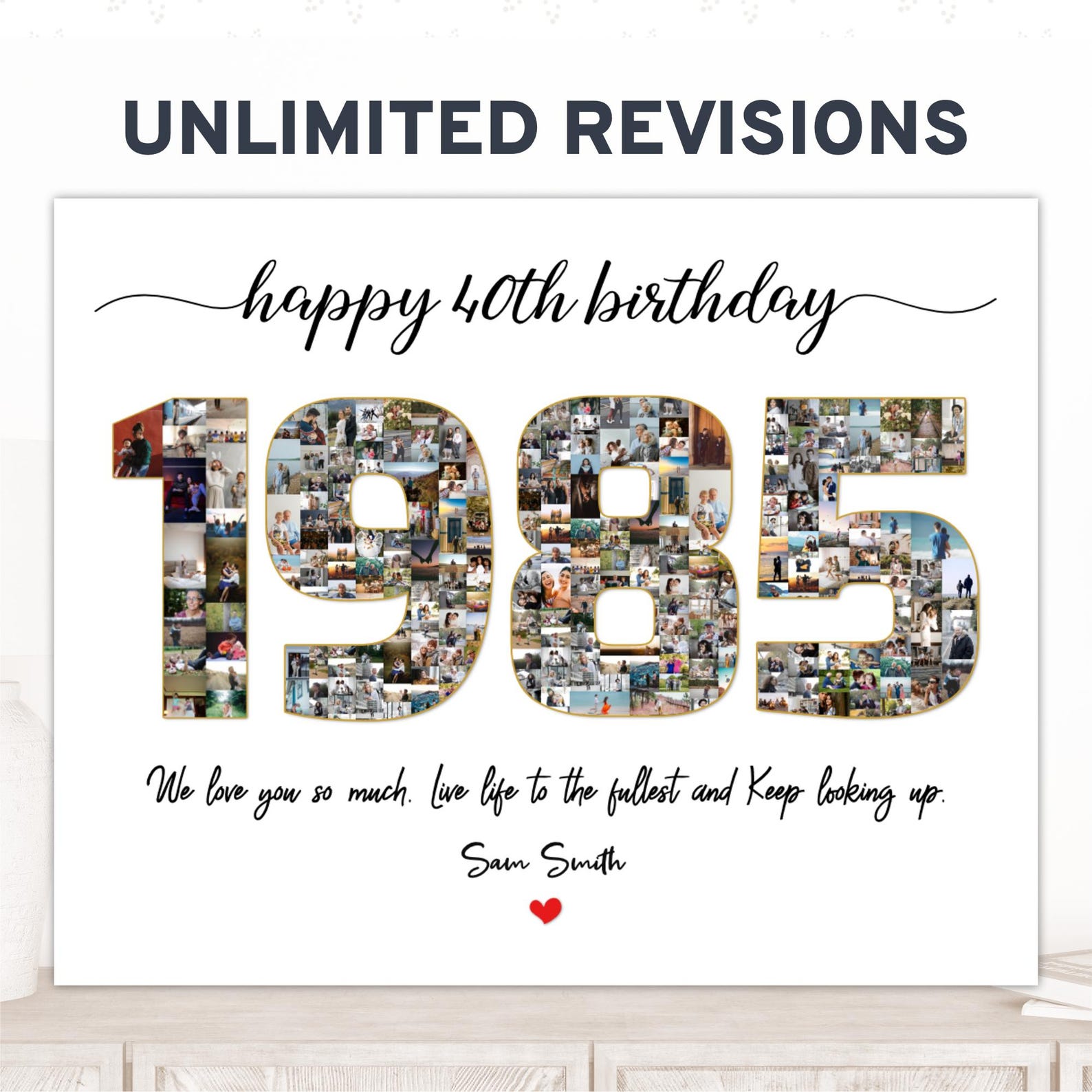 Custom 1985 Birthday Photo Collage, Born in 1985 Photo Collage, 40th ...