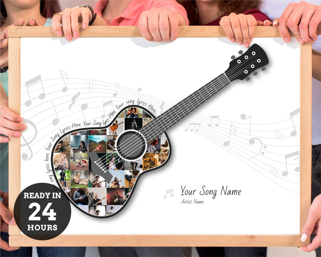 Custom Personalized Guitar Photo Collage Unique Gift for Gutirists ...