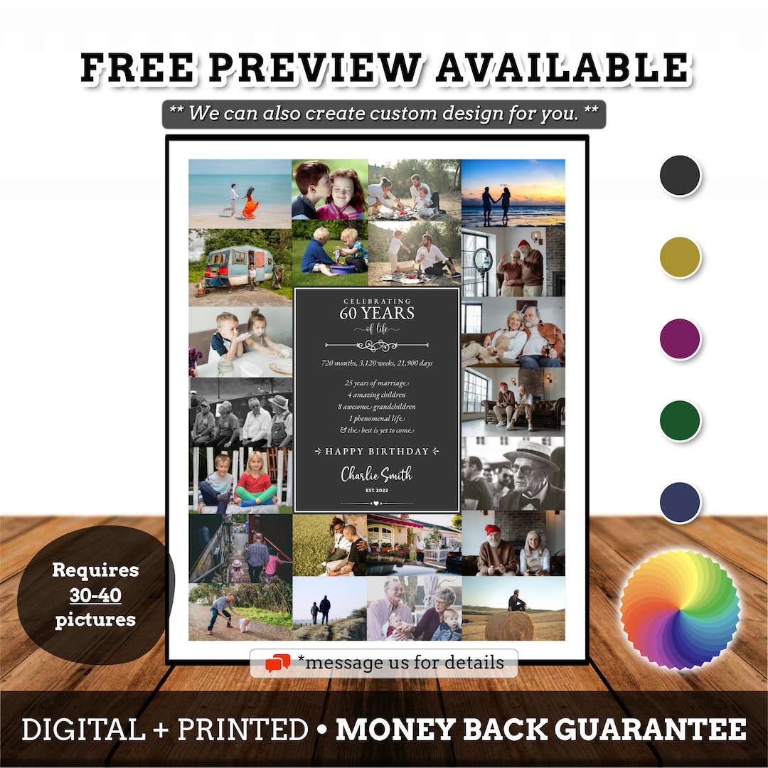 60th Photo Collage, Photo Collage Gallery, Montage Mosaic, Photo ...