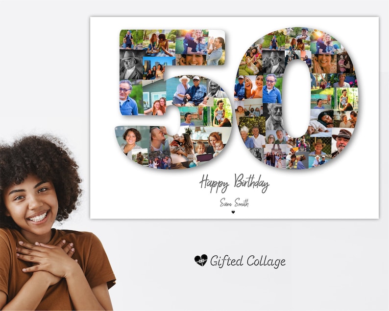 50th Birthday Photo Collage Number Photo Collage 50th - Etsy
