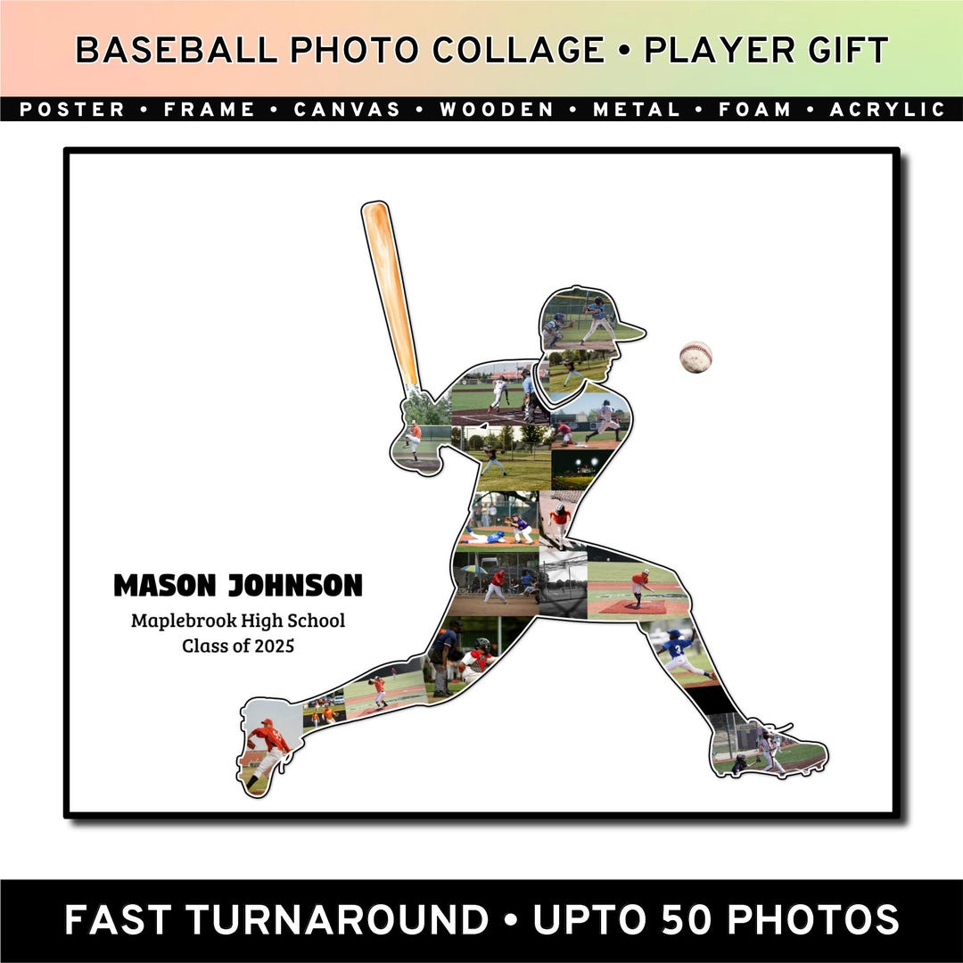 Baseball Photo Collage, Personalized Sports Gift, End of Season ...
