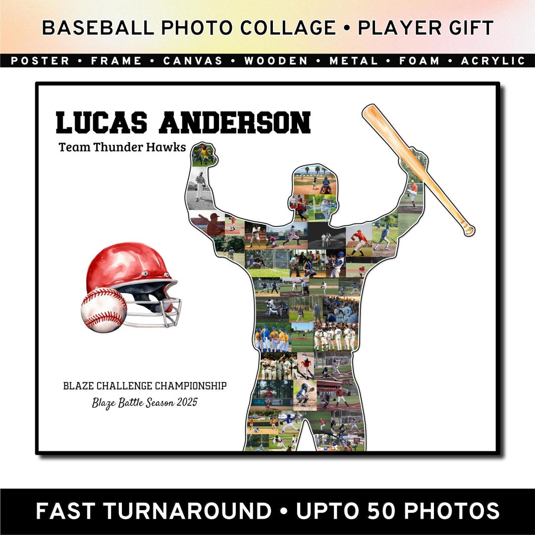 Personalized Baseball Photo Collage, Thank You Gift, Senior Night ...