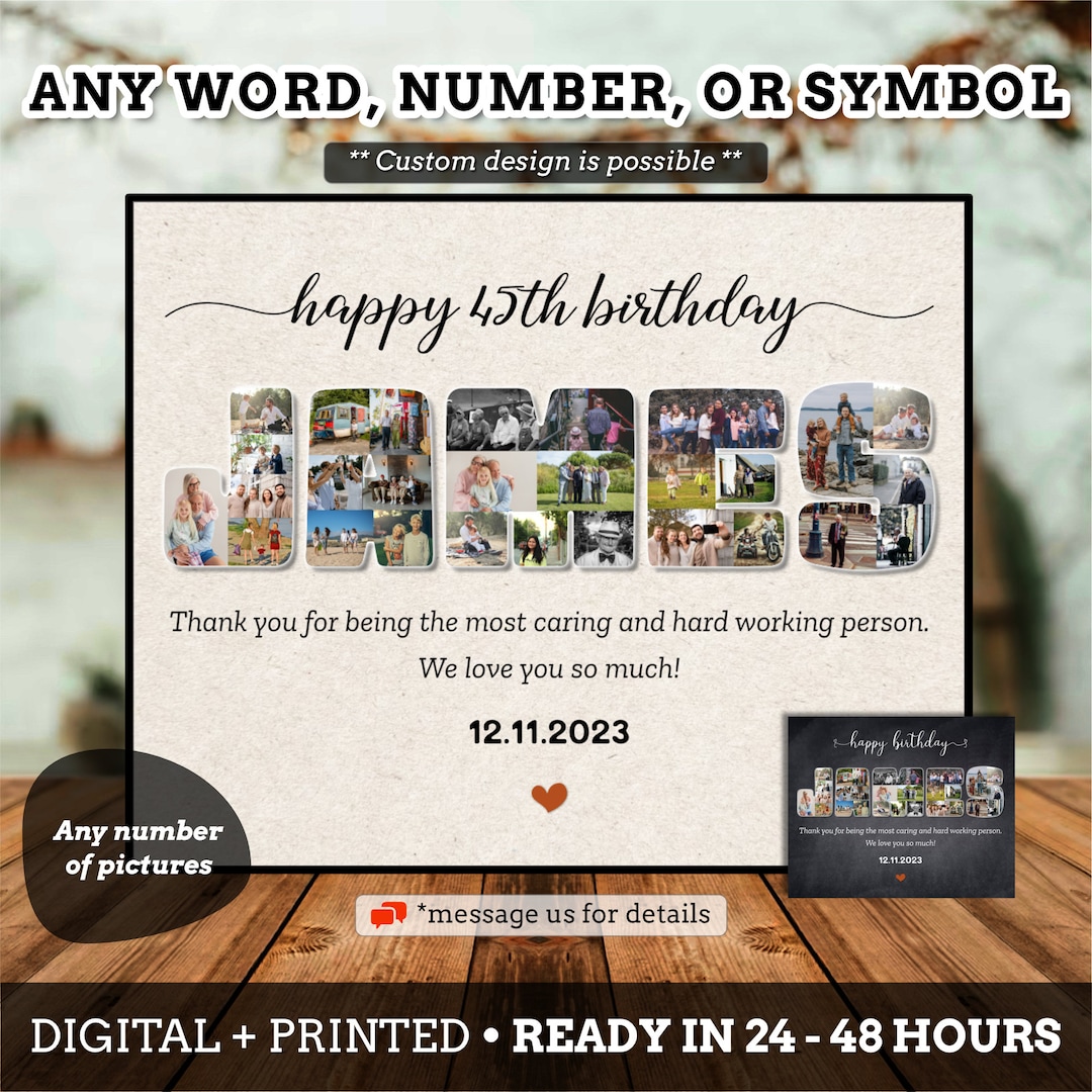 Custom Text Photo Collage, Word Photo Collage, Personalized Birthday ...