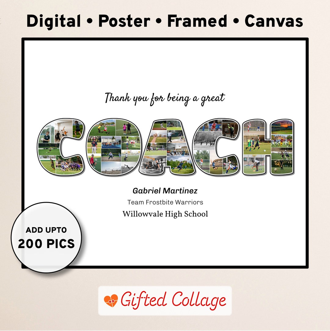 Custom Coach Photo Collage, Thank You Coach, Personalized Collage Gift ...