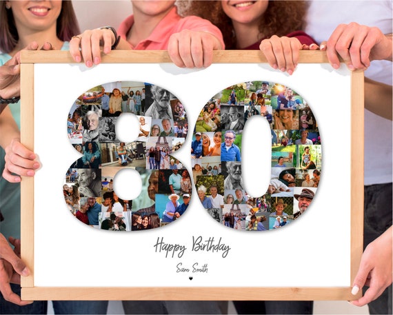 80th Birthday Photo Collage Number Photo Collage 80th | Etsy