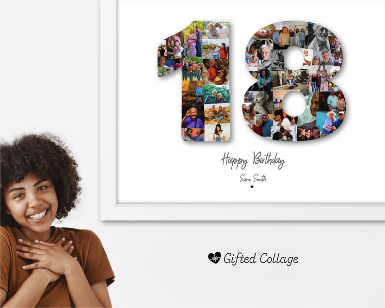 18th Birthday Photo Collage Number Photo Collage 18th - Etsy