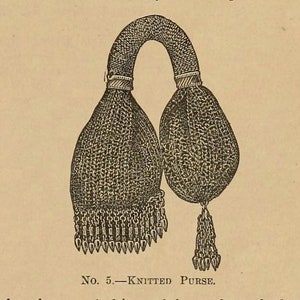 Victorian Miser's Purse, 1890s Antique Knitting Purse Knitting Pattern ...