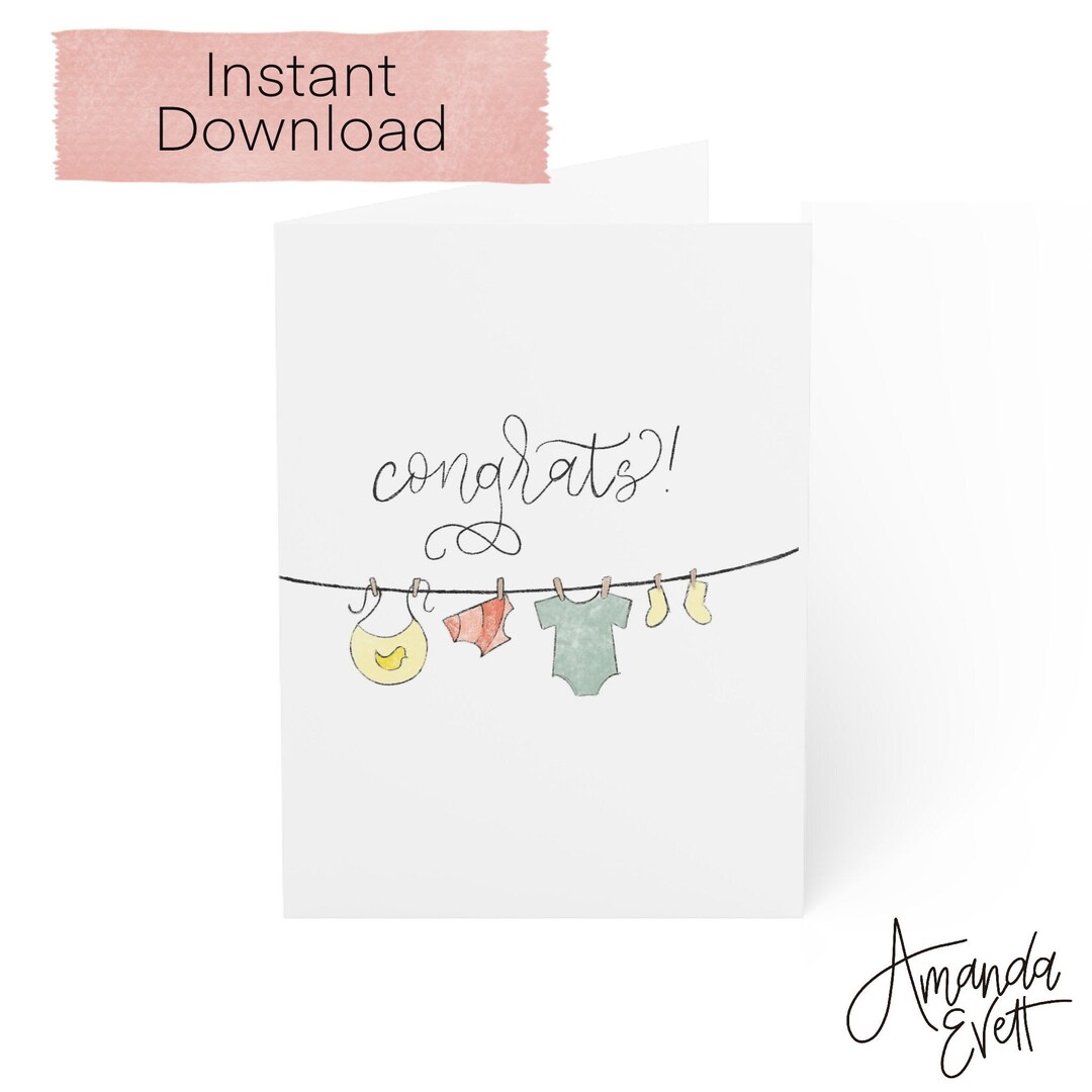 Printable Baby Congratulations Card Digital Download - Etsy