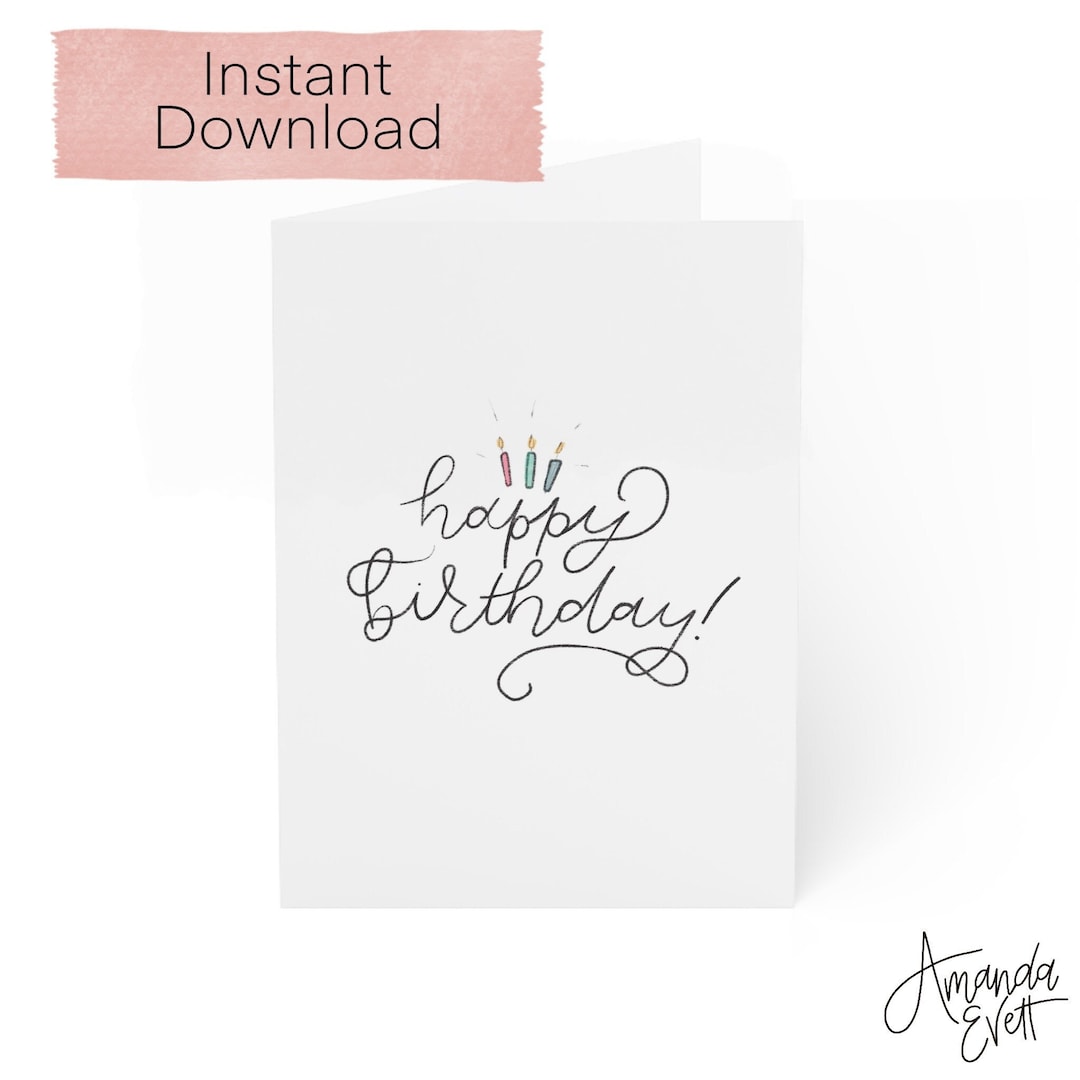 Printable Happy Birthday Greeting Card Digital Download - Etsy