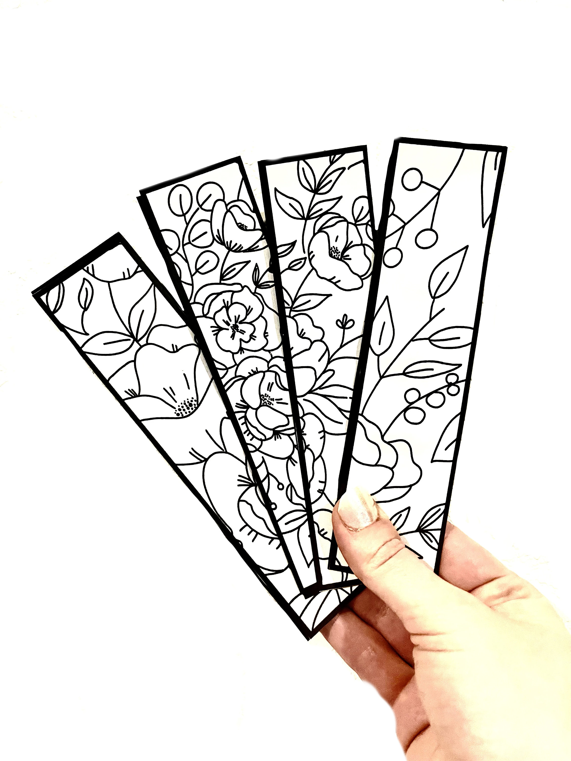 Printable Floral Coloring Page Bookmarks Digital Download - Etsy