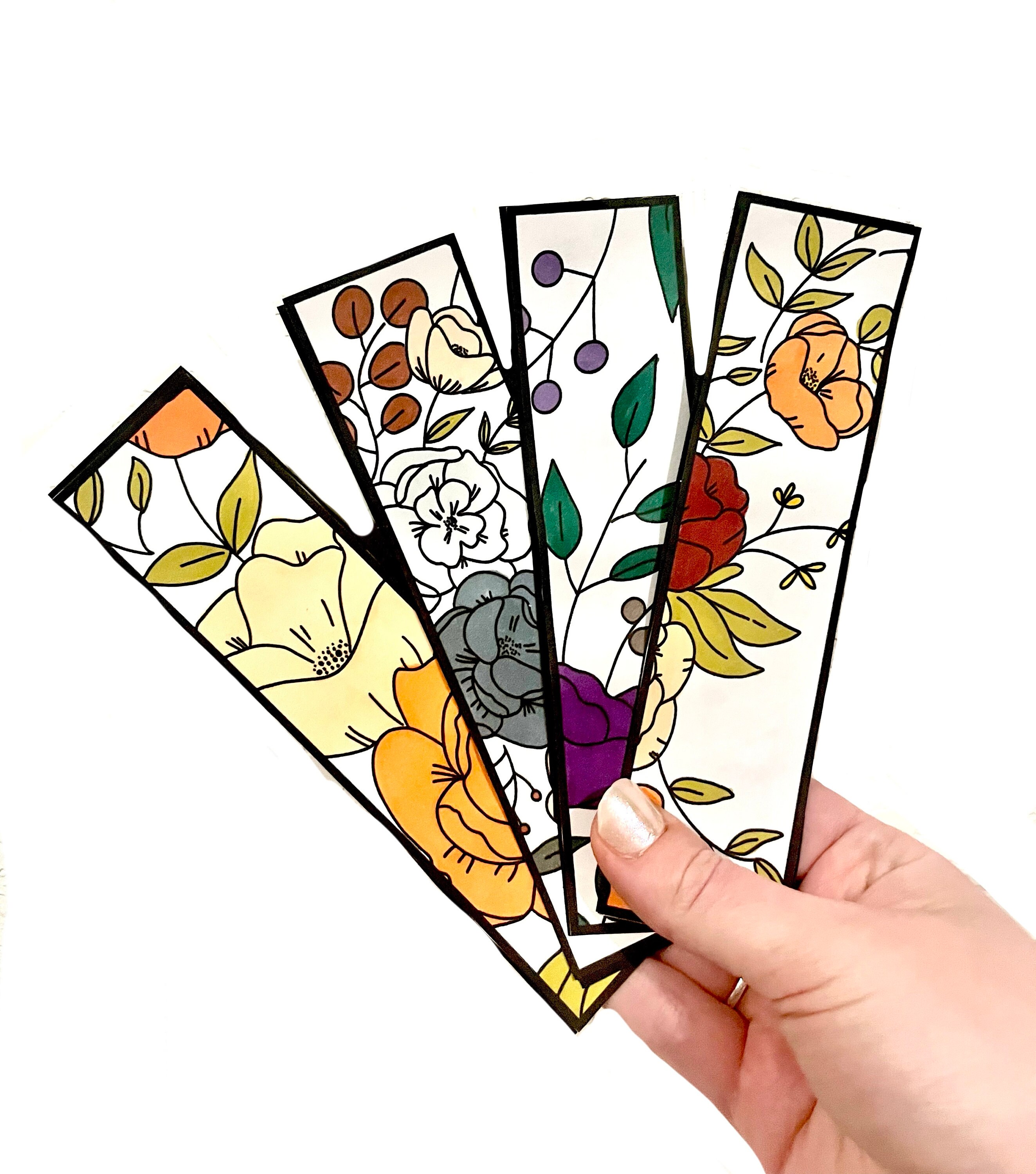 Printable Floral Coloring Page Bookmarks Digital Download - Etsy