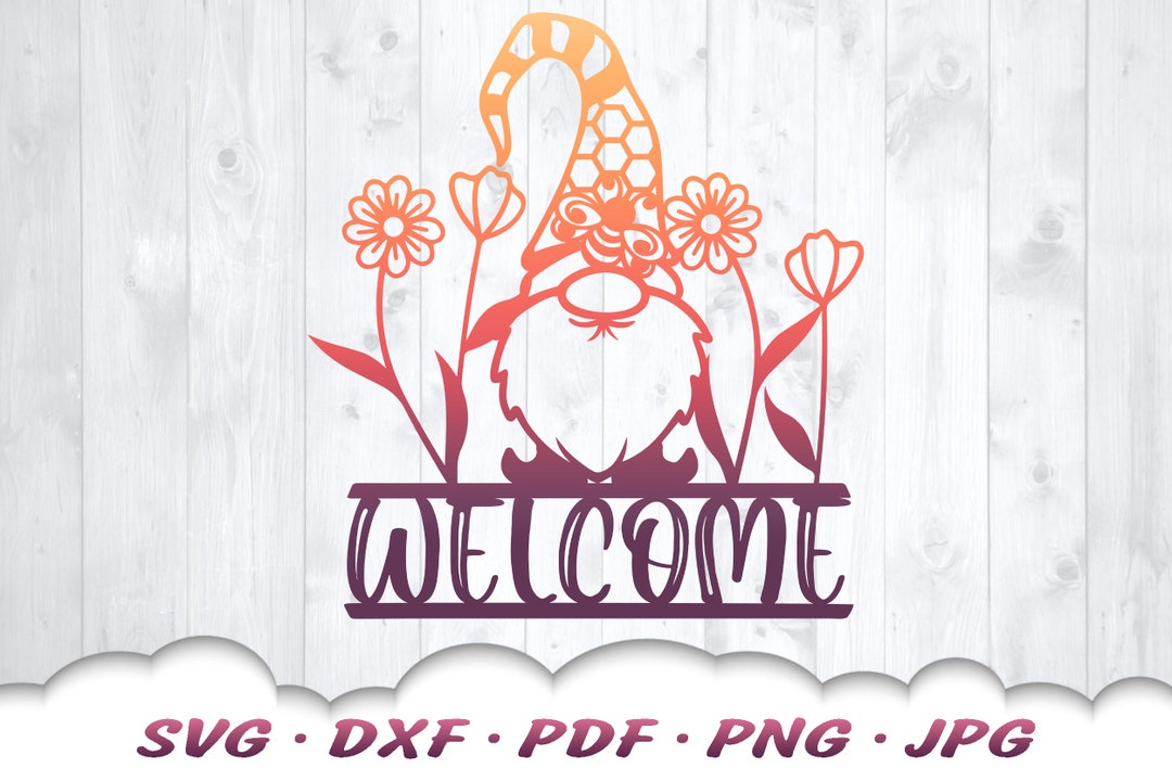 Welcome Sign Gnome Svg - Garden Gnome Svg Files for Cricut - Honey Bee ...