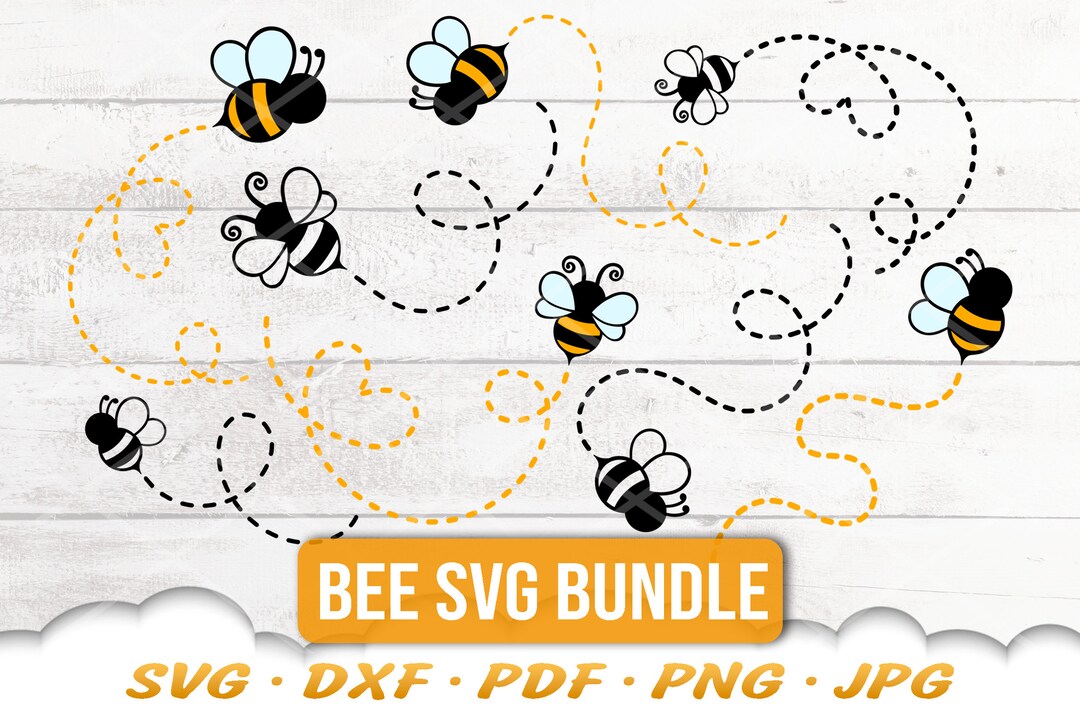 Bee Path SVG Bundle - Bee Svg - Bee Png - Honey Bee Svg - Bumble Bee ...