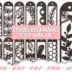 Spring Bookmark SVG Bundle - Bookmark Svg - Spring Svg - Leather ...