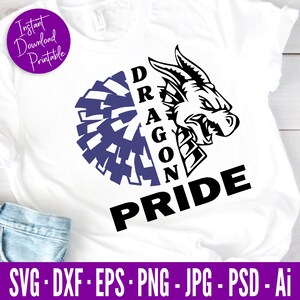 Dragon SVG - Cheerleading SVG - Dragon Cheer Svg - Cheer Pom Pom Svg ...