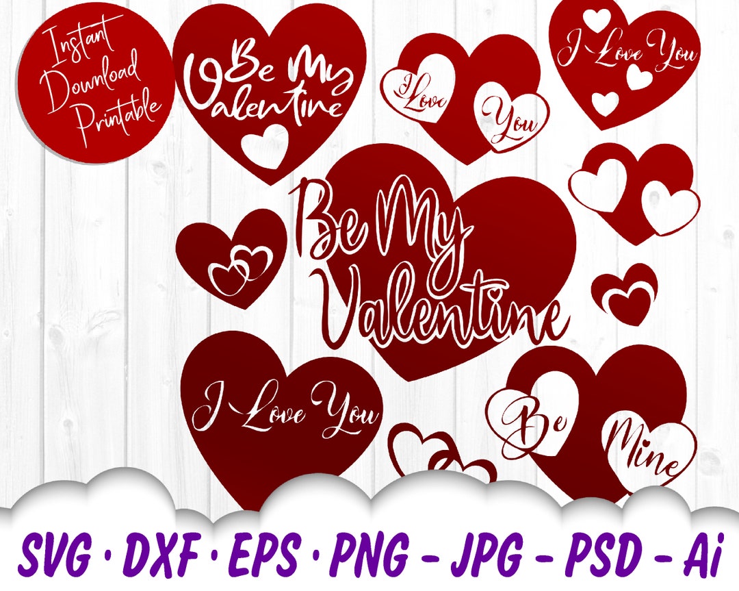 Valentine's Hearts SVG Bundle Valentine Svg Files for - Etsy