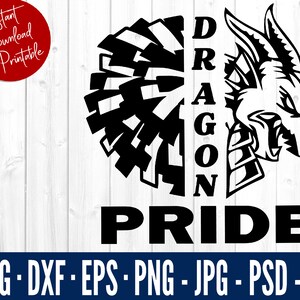 Dragon SVG - Cheerleading SVG - Dragon Cheer Svg - Cheer Pom Pom Svg ...