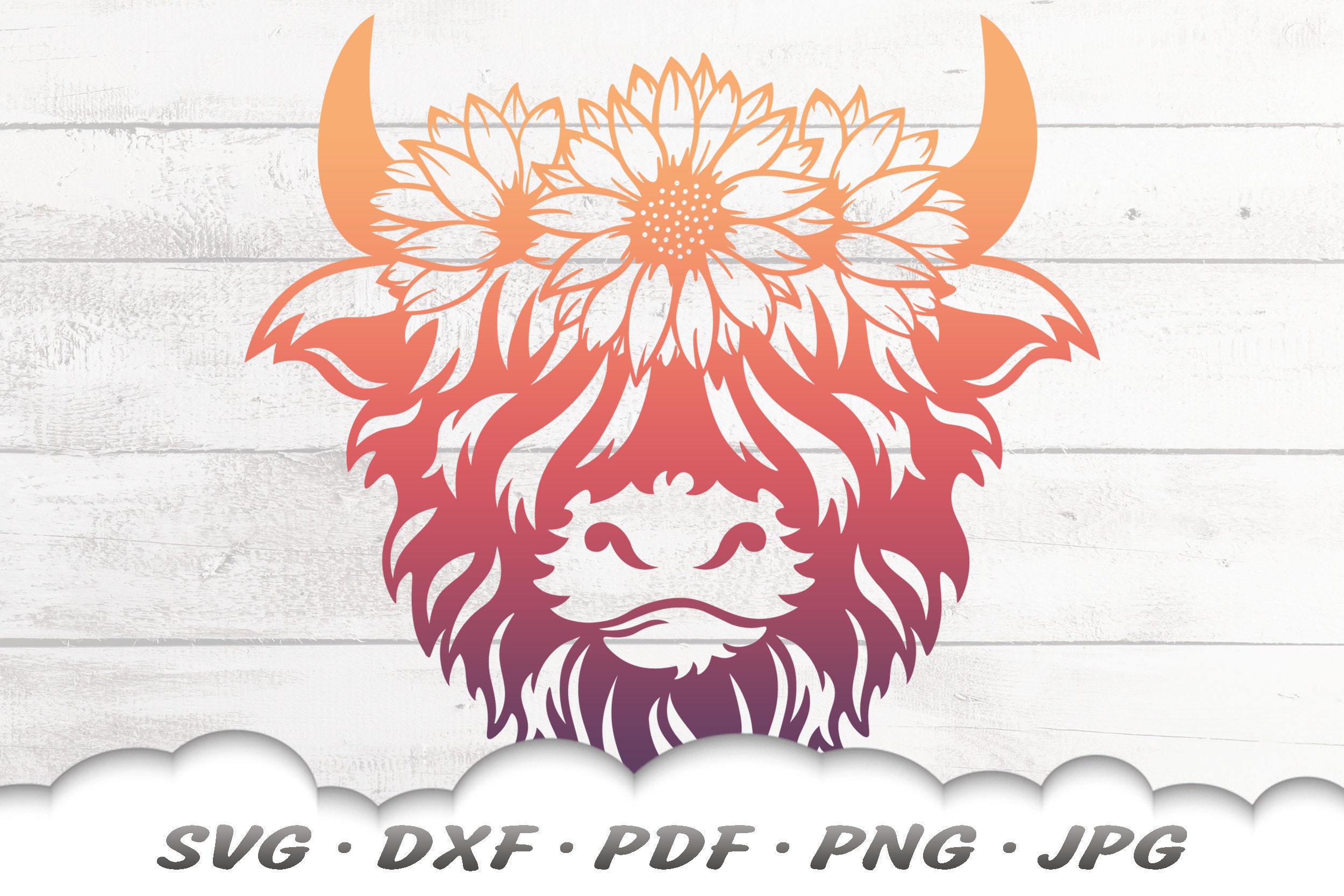Floral Highland Cow SVG Cow Svg Cow Head Svg Sunflower - Etsy Australia
