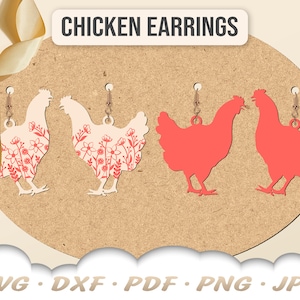 Chicken Earring SVG Bundle - Floral Chicken Svg - Chicken Earrings ...