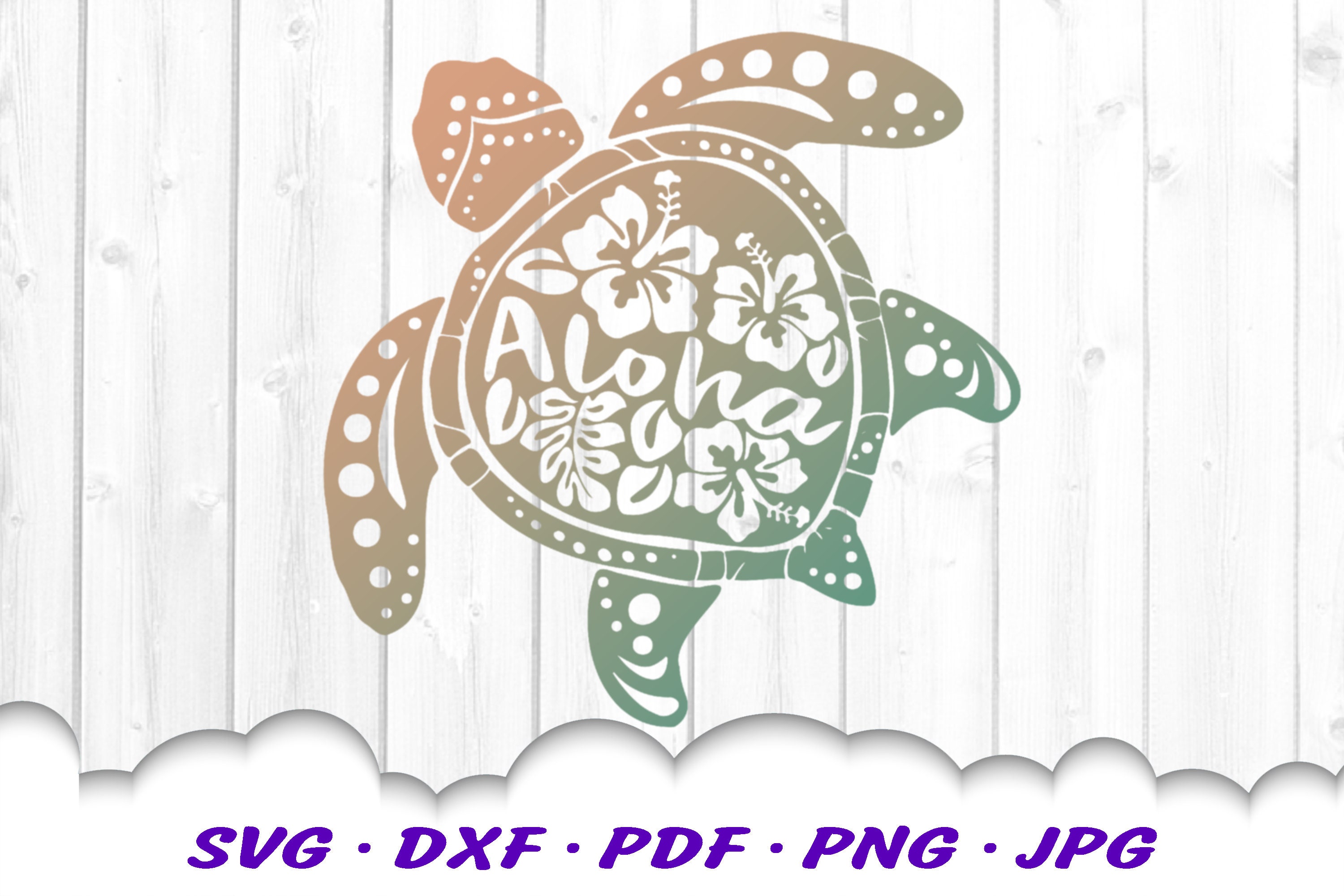 Aloha Hibiscus Turtle SVG Files for Cricut Hawaii Turtle SVG - Etsy