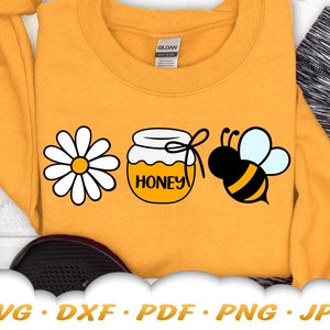 Floral Bee SVG - Bee Svg - Honey Svg - Bee Png - Daisy Svg - Honey Bee ...