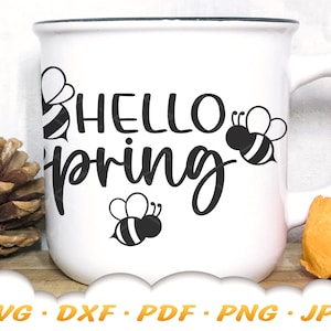 Hello Spring SVG - Bee Svg - Bumble Bee Svg - Spring Svg - Honey Bee ...