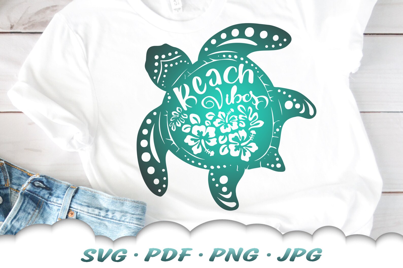 Floral Beach Vibes Turtle SVG Sea Turtle Svg Files for - Etsy