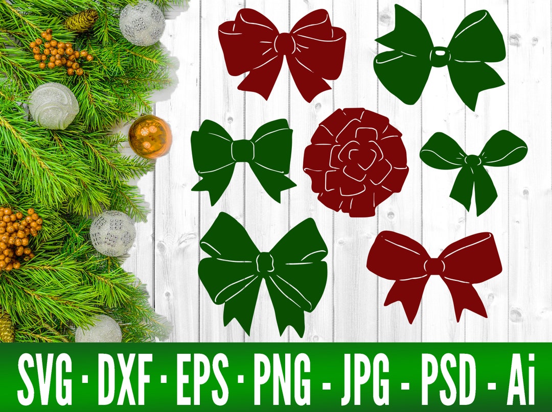Christmas Bow SVG Bundle - Christmas SVG - Holiday SVG - Ribbon Bows ...
