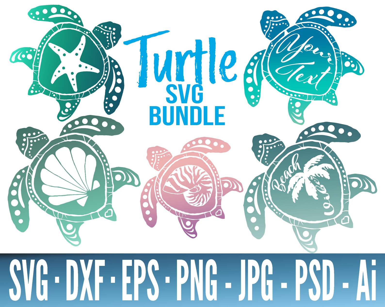 Big Sea Turtle SVG Bundle Turtle SVG Files for Cricut Sea - Etsy