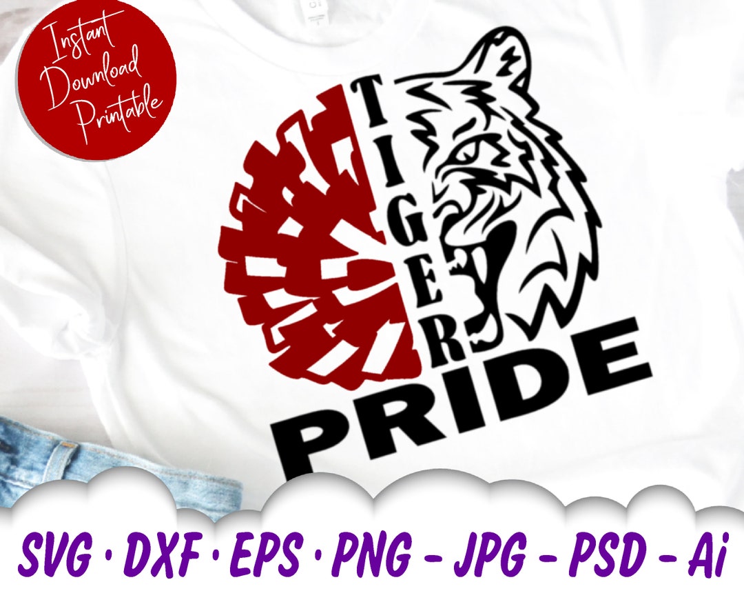 Tiger Cheer SVG - Tiger Cheerleader Pom SVG Files for Cricut - Cheer ...