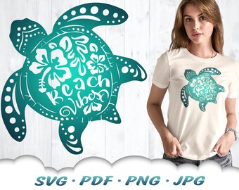 Beach Life Mandala Sea Turtle SVG Files for Cricut Life is - Etsy