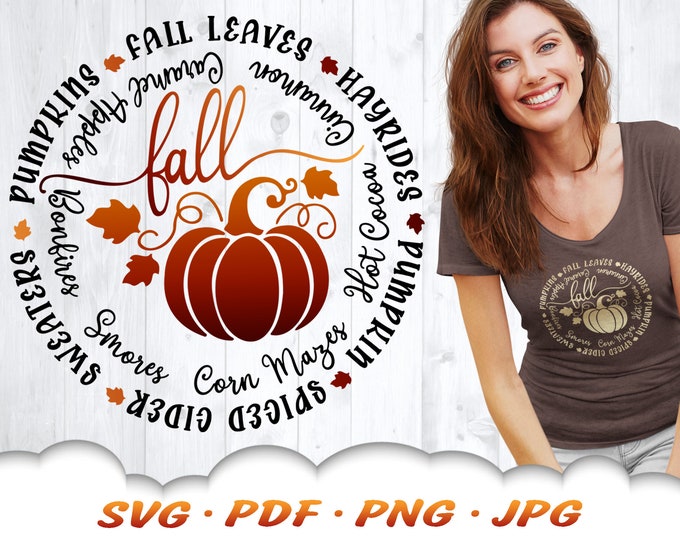 Fall Pumpkin Round Svg - Pumpkin Svg Files for Cricut - Pumpkin Cricut ...