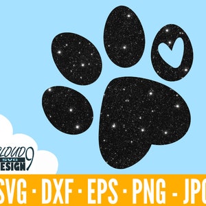 Glitter Dog Paw Print SVG Bundle - Iron on Transfer - SVG Files for ...