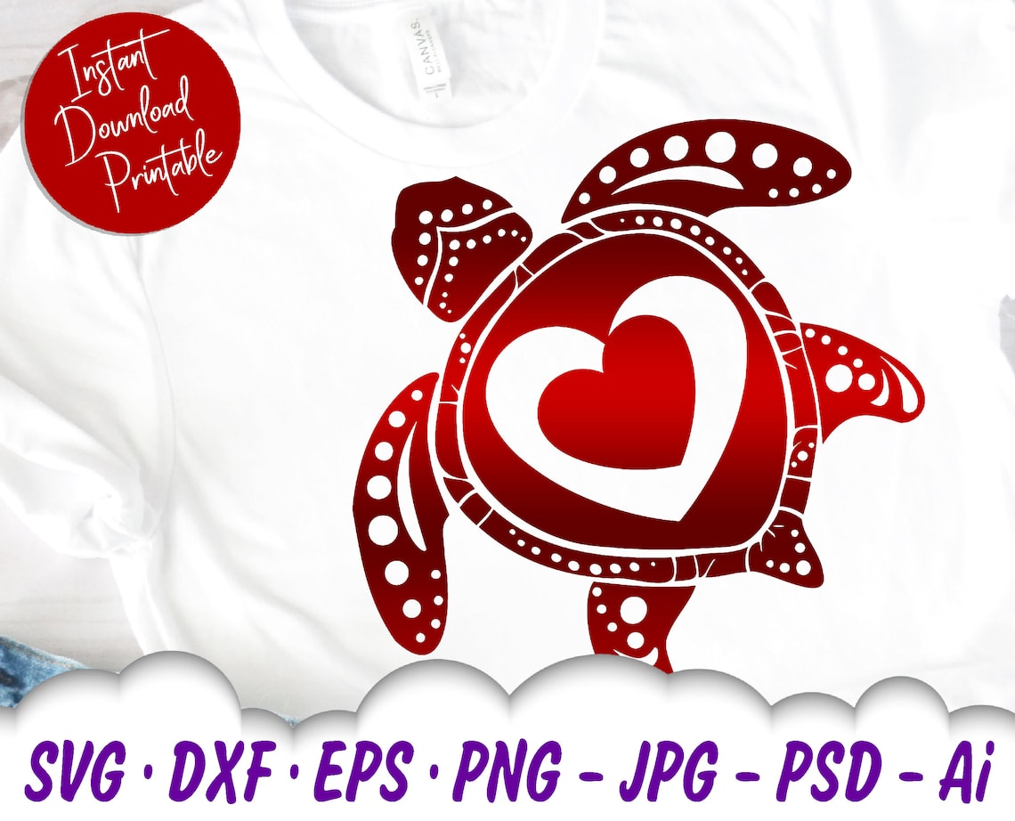 Valentine Heart Sea Turtle SVG Bundle Sea Turtle SVG Files - Etsy