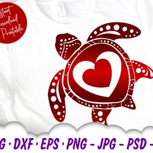 Valentine Heart Sea Turtle SVG Bundle - Sea Turtle SVG Files for Cricut ...
