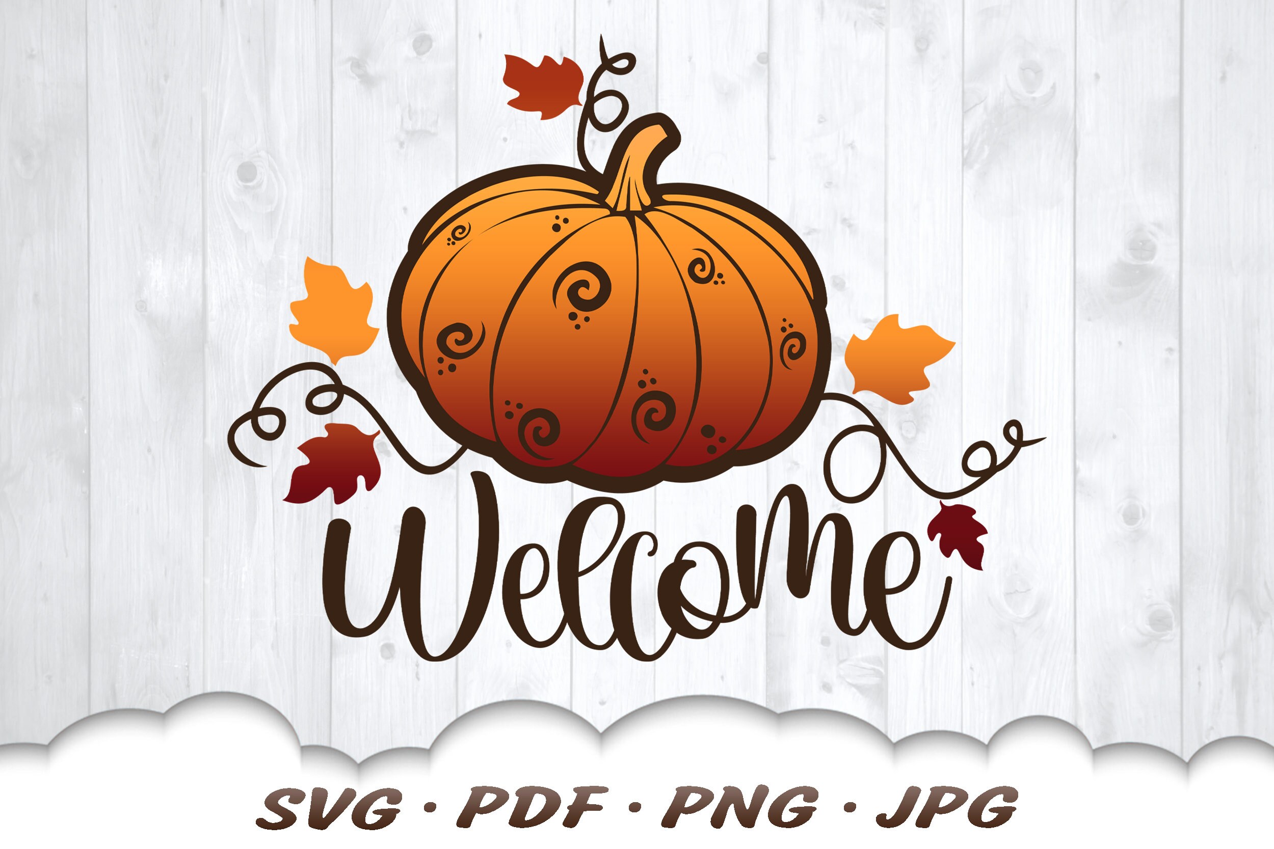 Welcome Fall Pumpkin SVG Welcome SVG Files for Cricut Fall - Etsy