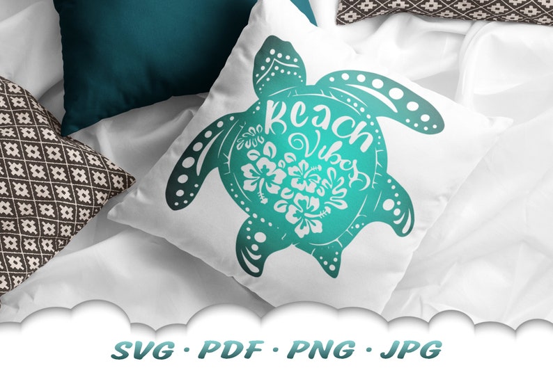 Floral Beach Vibes Turtle SVG Sea Turtle Svg Files for | Etsy