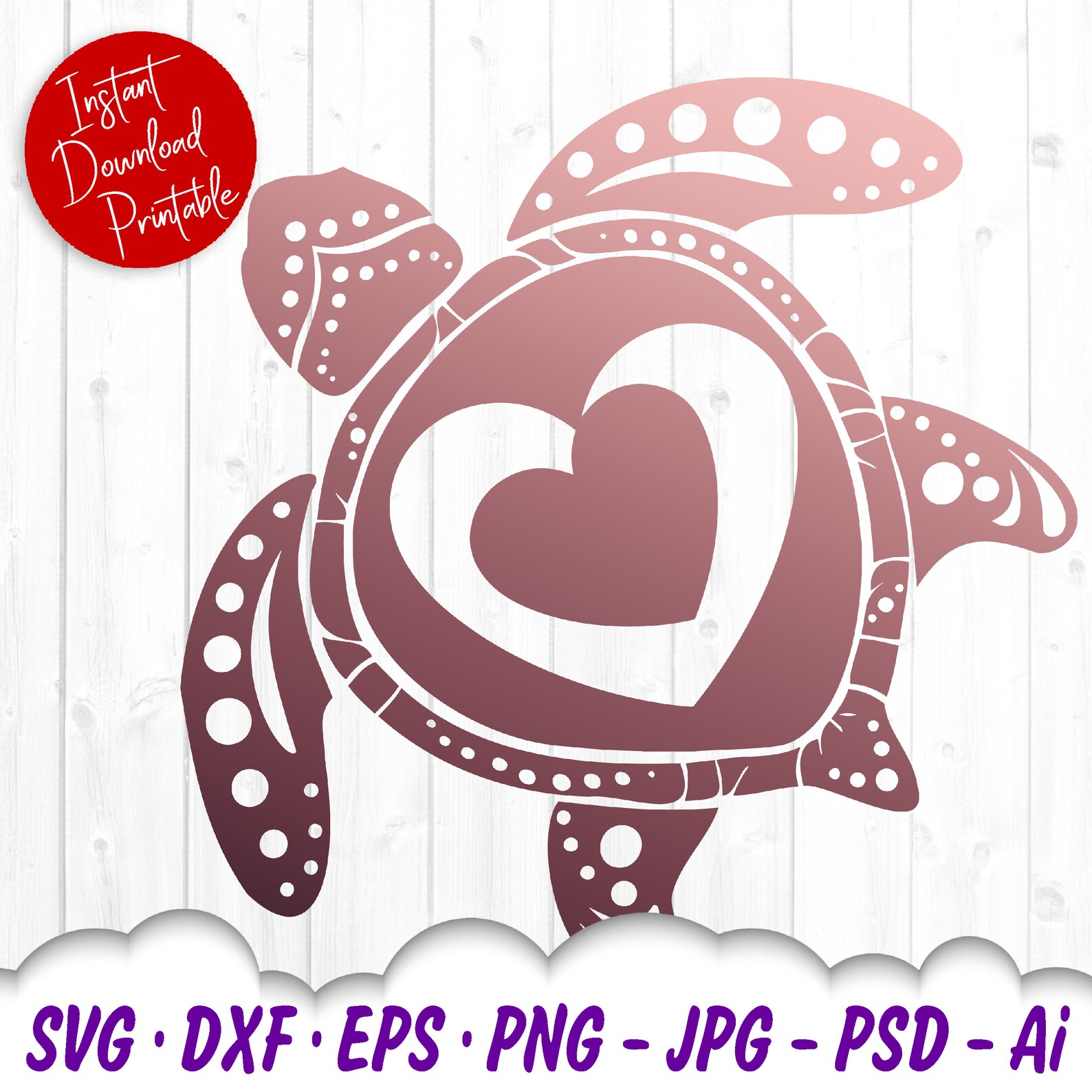 Valentine Heart Sea Turtle SVG Sea Turtle SVG Turtle SVG - Etsy
