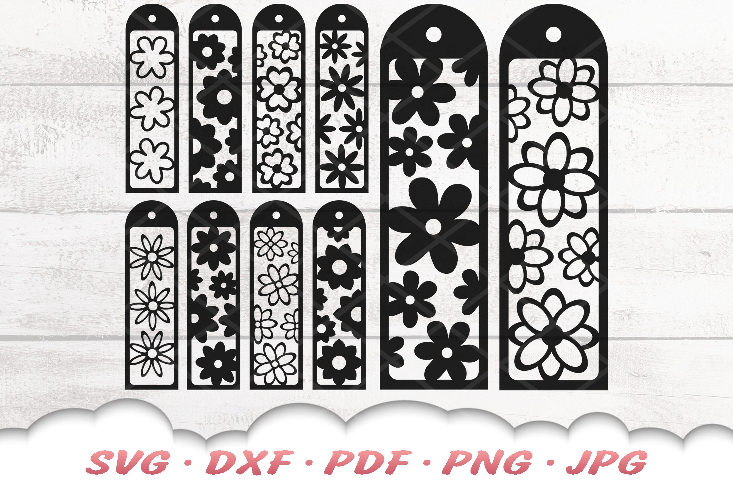 Flower Bookmark SVG Bundle Bookmark Svg Floral Bookmark - Etsy UK