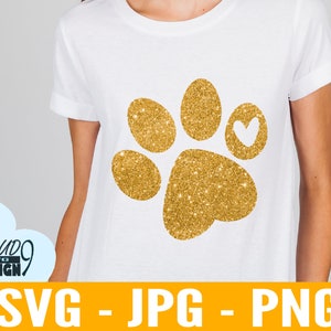 Glitter Dog Paw Print SVG Bundle - Iron on Transfer - SVG Files for ...