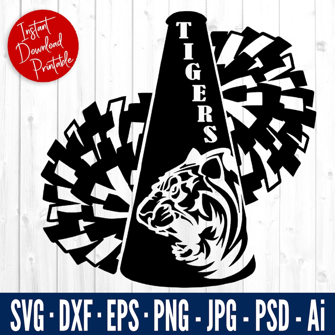 Tiger Cheer SVG Cheerleader SVG Tiger Svg Cheer Pom Svg | Etsy