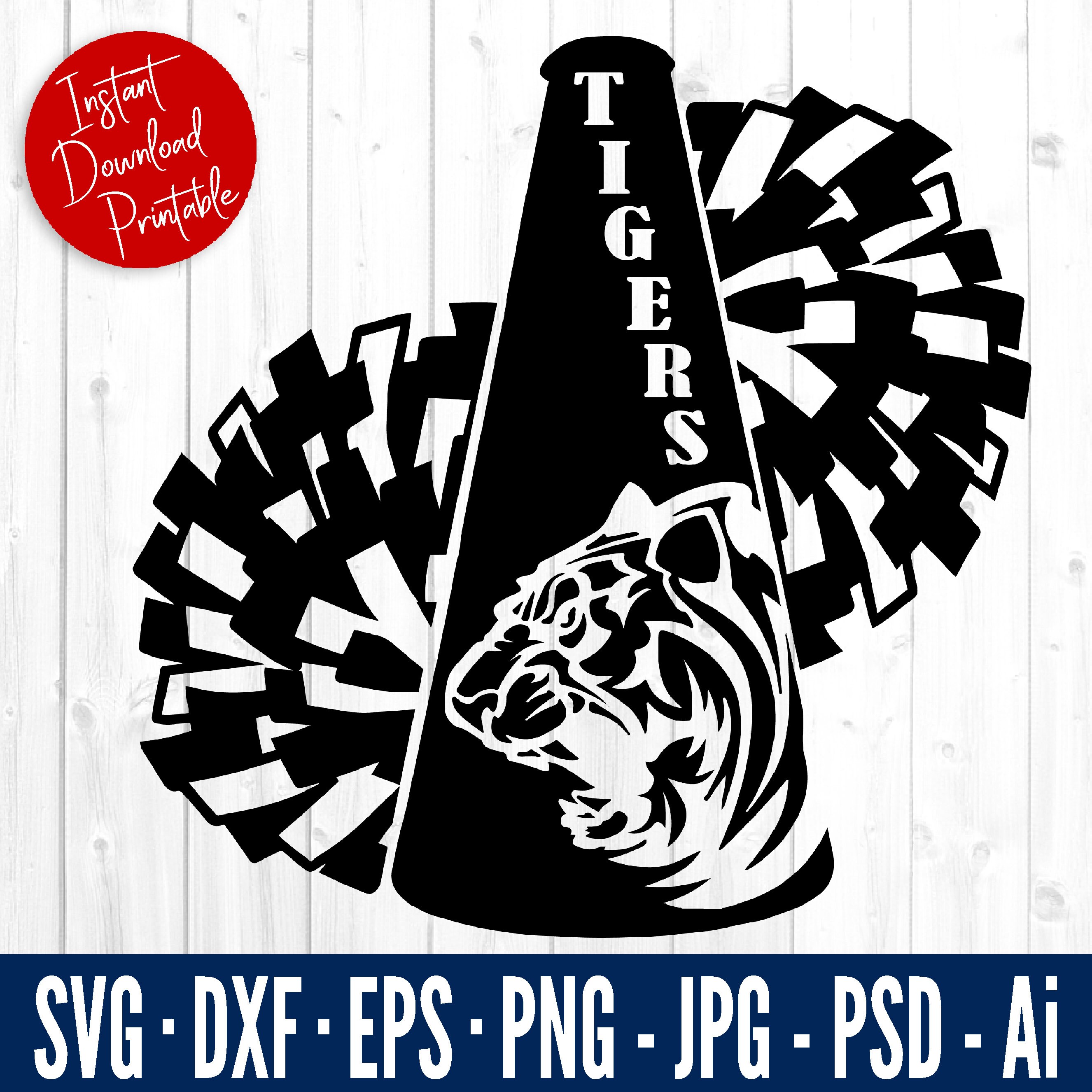 Tiger Cheer SVG Cheerleader SVG Tiger Svg Cheer Pom Svg | Etsy