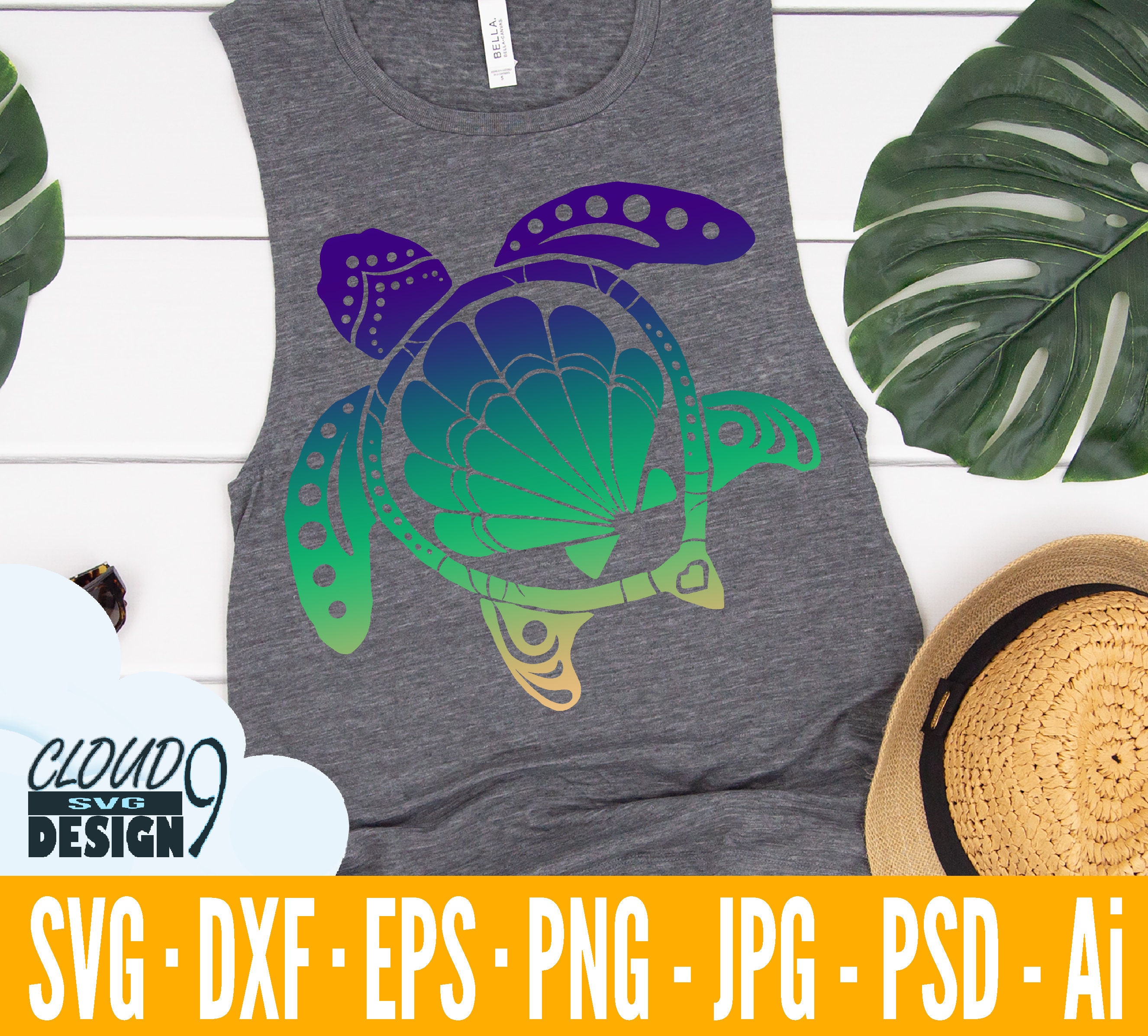 Turtle Sea Shell SVG - Sea Turtle SVG Files for Cricut - Sea Turtle ...