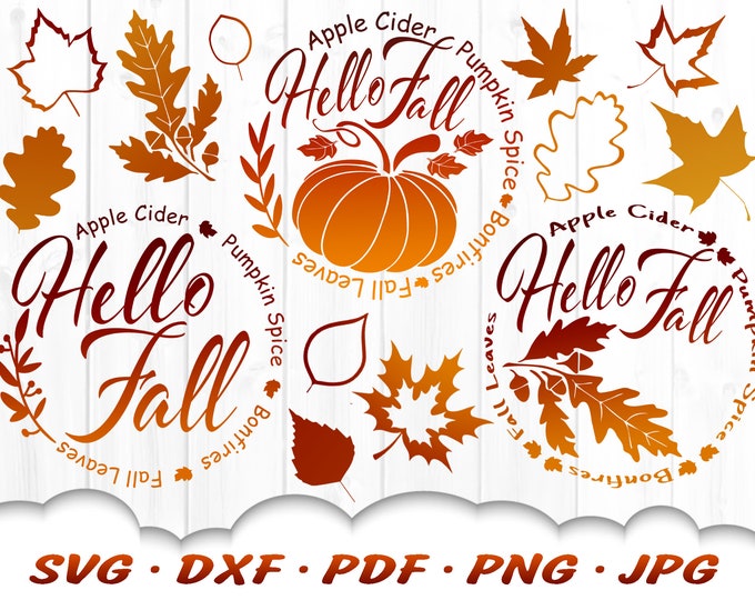 Hello Fall Svg Bundle - Fall Leaves Svg - Fall Svg - Svg Files for ...