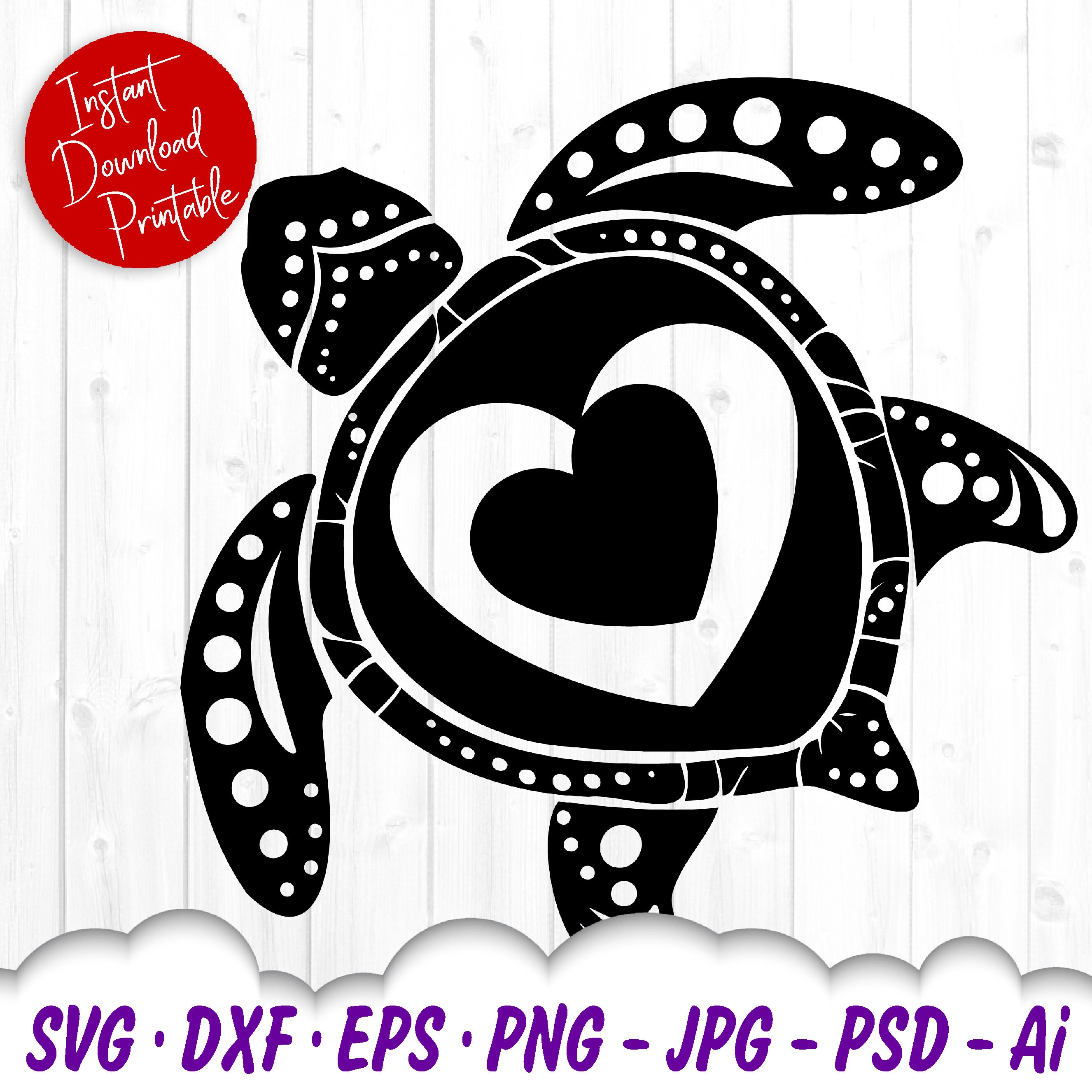 Valentine Heart Sea Turtle SVG Sea Turtle SVG Turtle SVG | Etsy