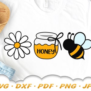 Floral Bee SVG - Bee Svg - Honey Svg - Bee Png - Daisy Svg - Honey Bee ...