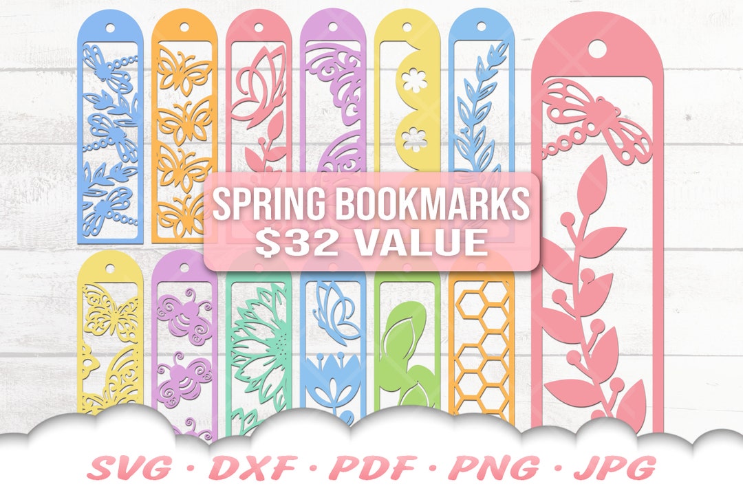 Spring Bookmark SVG Bundle - Bookmark Svg - Spring Svg - Leather ...